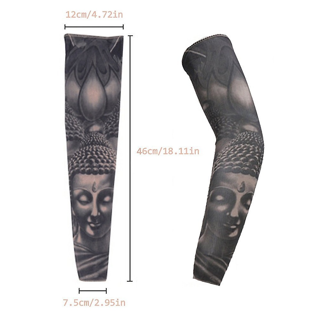 18.1x2.9x4.7" 5pcs Unisex Dark Set Elastic Slip on Fake Temporary Tattoo Sleeves Body Art Arm Sunscreen Cover up Stockings Accessories for Men and Women Outdoor Sport Cycling Driving Runnig Climbing