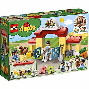 LEGO DUPLO Town Horse Stable and Pony Care 10951 Horse and Pony Stable Playset for Preschoolers; Great Gift for Kids Who Love Horses, Ponies and Pony Rides, New 2021 (65 Pieces)