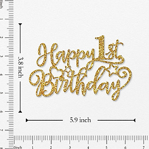 WeBenison Happy 1st Birthday Cake Topper Baby First Birthday Cake Supplies Boy or Girl One Year Old Birthday Party Decorations Gold Glitter