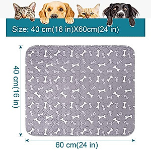 Yohaoupty Washable Puppy Dog Pee Pad, 2 Pack Waterproof Puppy Pads Non-Slip Pet Training Pads Fast Drying Reusable Whelping Training Mat for Dog Bed Mat Dog Playpen Car Travel - Grey, 16” x 24”