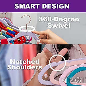 MIZGI Premium Velvet Hangers (50 Pack) Heavyduty - Non Slip Felt Hangers - Velvet Suit Hangers White - Chrome Hooks,Space Saving Clothes Hangers