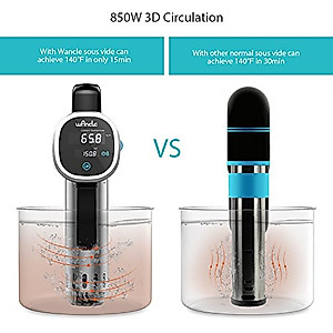 Sous Vide Cooker, Wancle Thermal Immersion Circulator, with Recipe E-Cookbook, Accurate Temperature Digital Timer, Ultra-quiet, 850 Watts, 120V, Stainless Steel/Black
