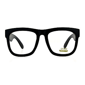 PASTL Black Oversized Square Glasses Thick Horn Rim Clear Lens Frame