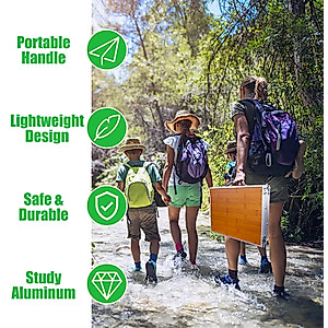 LJMBOEN Folding Camping Table,Portable Picnic Table Foldable Lightweight Outdoor Aluminum Legs,3 Fold Beach Table Carrying Handle for Beach Party Picnic Beach Home Office Cooking