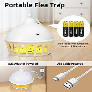 Upgraded Flea Traps for Inside Your Home,Flea Treatment with Light and 5 Flea Trap Refills,Flea Light Trap for Indoor,Flea Bombs for Home,Flea Killer Traps for Home, Friendly to Pets & Children