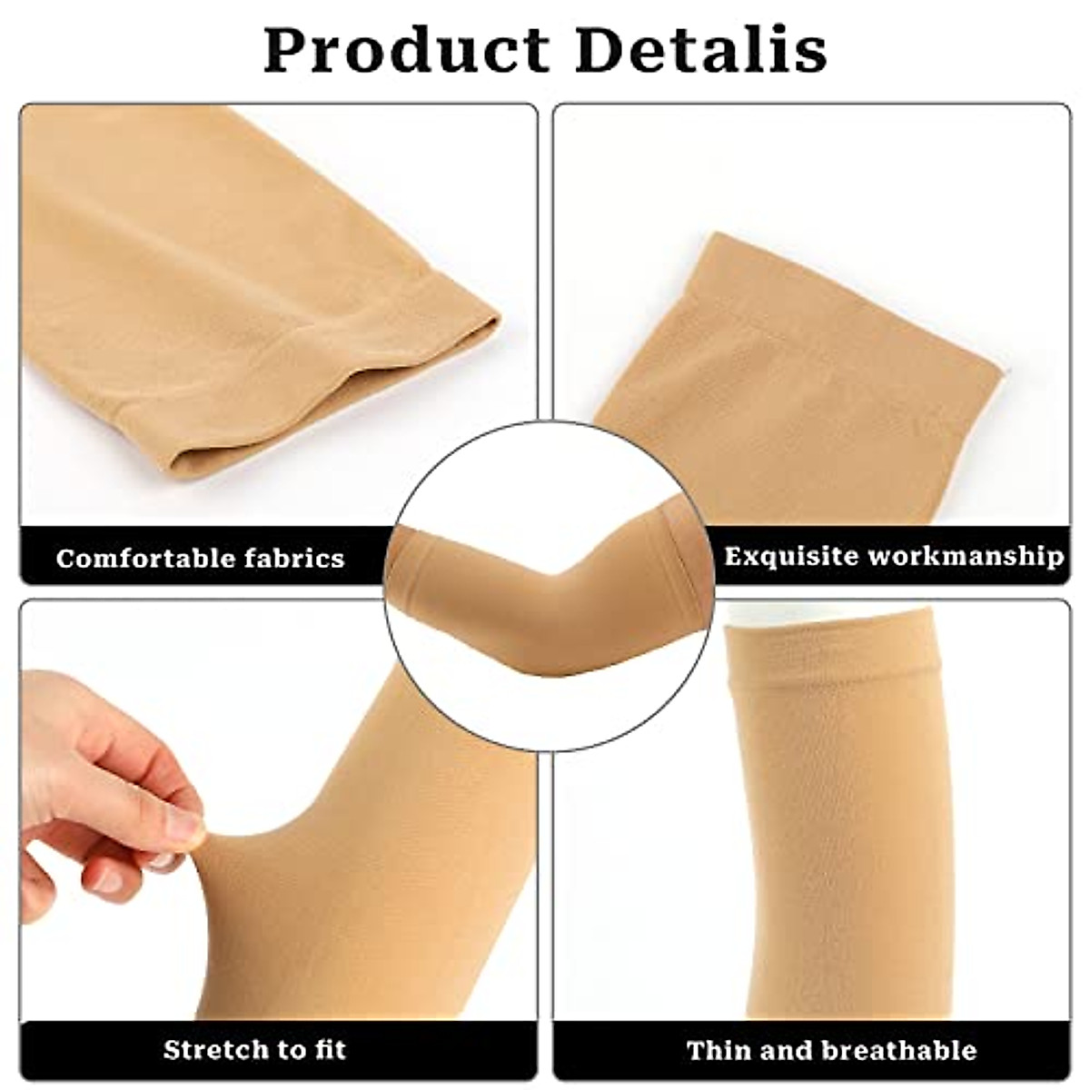 Mozeat Lens 2 Pairs Forearm Tattoo Cover up Sleeve Tattoo Sleeves for Women Forearm Tattoo Cover Sleeve Arm Sleeves for Women Men(Nude, 7.9 X 3.9 Inch)