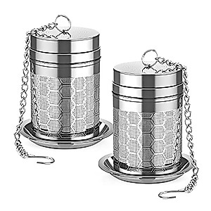 Tea Infusers for Loose Tea, (2 Pack) 18/8 Stainless Steel Tea Strainer Set, Extra Fine Mesh Tea Steeper for Brew Tea, Spices & Seasoning