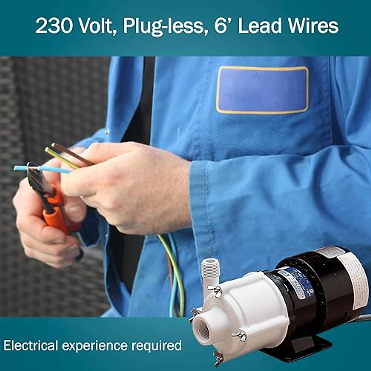 Little Giant 230 Volt, 1/12 HP, 750 GPH 3-MD-SC Semi-Corrosive Chemical Magnetic Drive Pump, 6-Foot Cord (Plug-less), Black/White, 581513