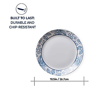 Corelle Everyday Expressions 4-Pc Dining Plates Set, Service for 4, Durable and Eco-Friendly 10-1/2-Inch , Higher Rim Glass Dinner Plate , Microwave and Dishwasher Safe, Rutherford