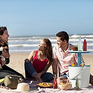 Keter Go Bar 4.2 Gallon Beer and Wine Cooler with Handle and Pop Up Outdoor Table - Perfect for Your Patio, Picnic, and Beach Accessories, Teal