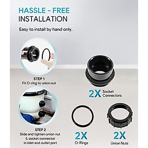 2 Pack 270100 Black Pool Valve Adaptor Replacement Kit for Quad D.E. Filter, FNS Plus Filter, Clean & Clear Plus Filter, Pool/Spa Cartridge Filter