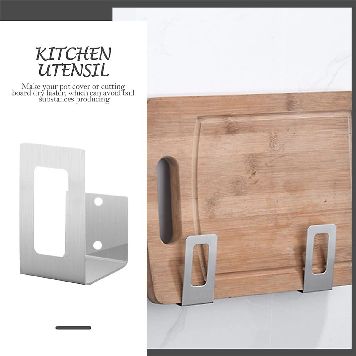 Hemoton 2 Pairs Pot Lid Rack Wall Mounted: Stainless Steel Pan Lid Organizer Holder Self Adhesive Pot Lid Holders Kitchen Cooking Utensil Tool Silver