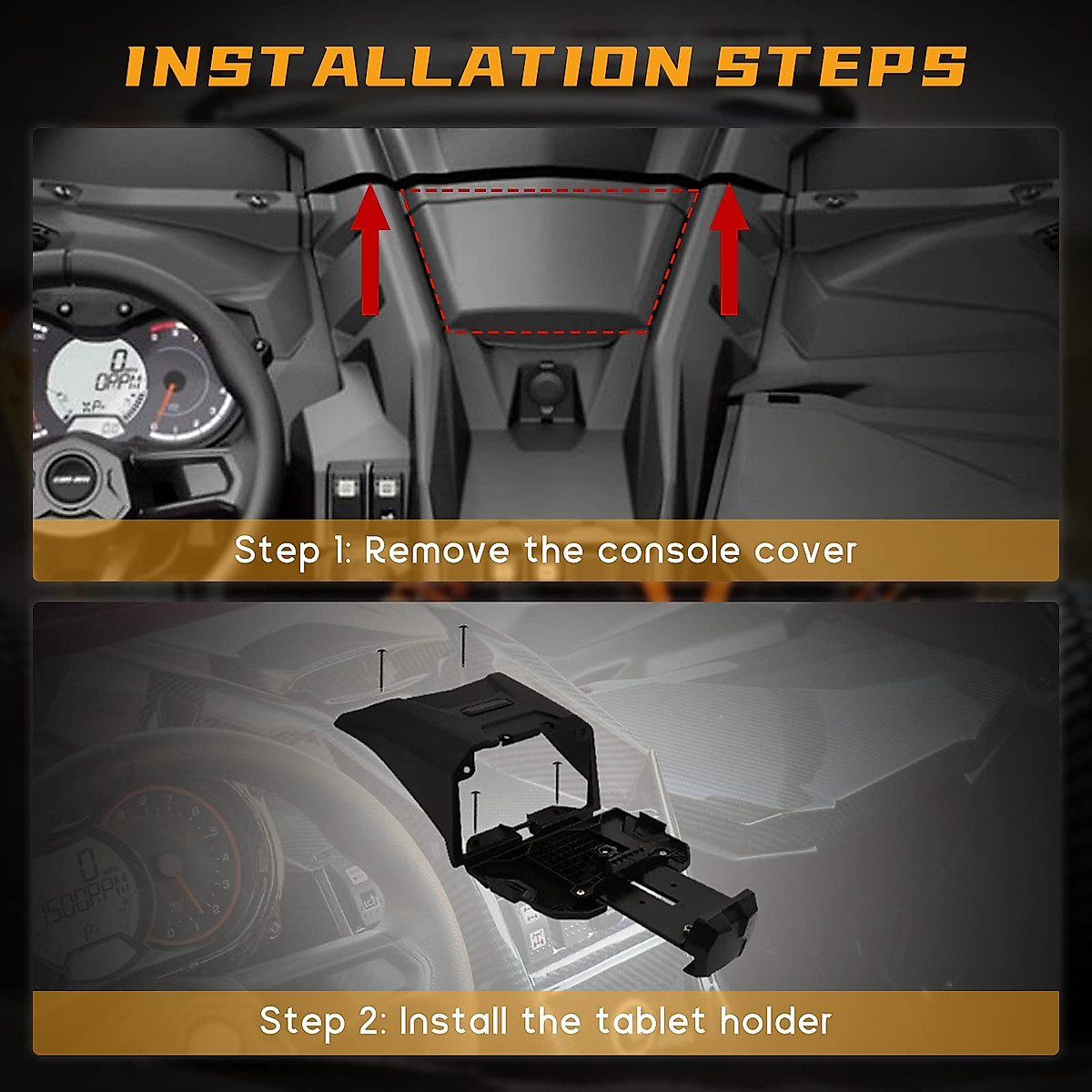 QUICKWOLF Maverick X3 Tablet Holder, X3 Electric Device Mount for Ipad Phone GPS Navigation Compatible with 2017-2024 Can Am X3 Accessories Device Holder Extra Storage Space, OEM 715002874