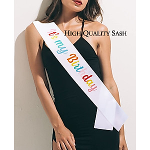 Birthday Crown for Girls, Cute Birthday Sash & Birthday Tiara for Women Set, Sweet Birthday Headband Birthday Decorations Birthday Gifts for Women