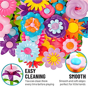 FUNZBO Flower Garden Building Toys - Toddler Girls Toys for Age 3 4 5 6 7 Years Old, STEM Montessori Educational Toys for Kids, Sorting & Stacking Set for Birthday Valentine Easter