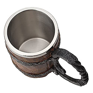 550ML Viking Beer Mug, Stainless, Whiskey Barrel Cup ,Viking wood style Beer mug ,Wooden Gift Antique Men's Barrel Capacity