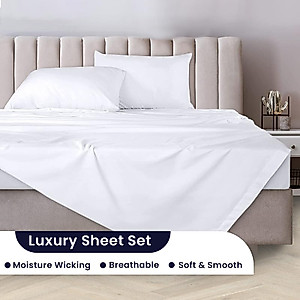 SGI bedding Luxury 4 Piece Egyptian Cotton Sheets King Size - 1000 Thread Count, 100% Cotton Sheets, 15" Deep Pocket Sheet Set, Breathable, Soft and Premium Cotton - White