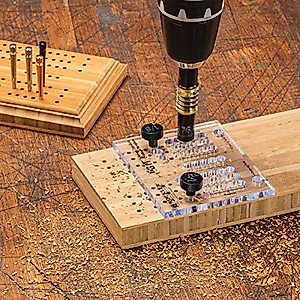 Small Cribbage Board Templates (3 Players, Straight Track) - Woodworking Kit w/ 1/8'' Self-Centering Drill Bit, 1/8'' Indexing Pins – Thick Acrylic Cribbage Board Game Set