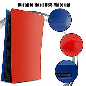 for Console, Hard Replacement Panels Plate Shell for PlayStation 5 Console Blu-Ray Edition, ABS Anti-Scratch Dust-Proof Protective Cover Faceplate Case Accessories for PS5 (Blue&Red)