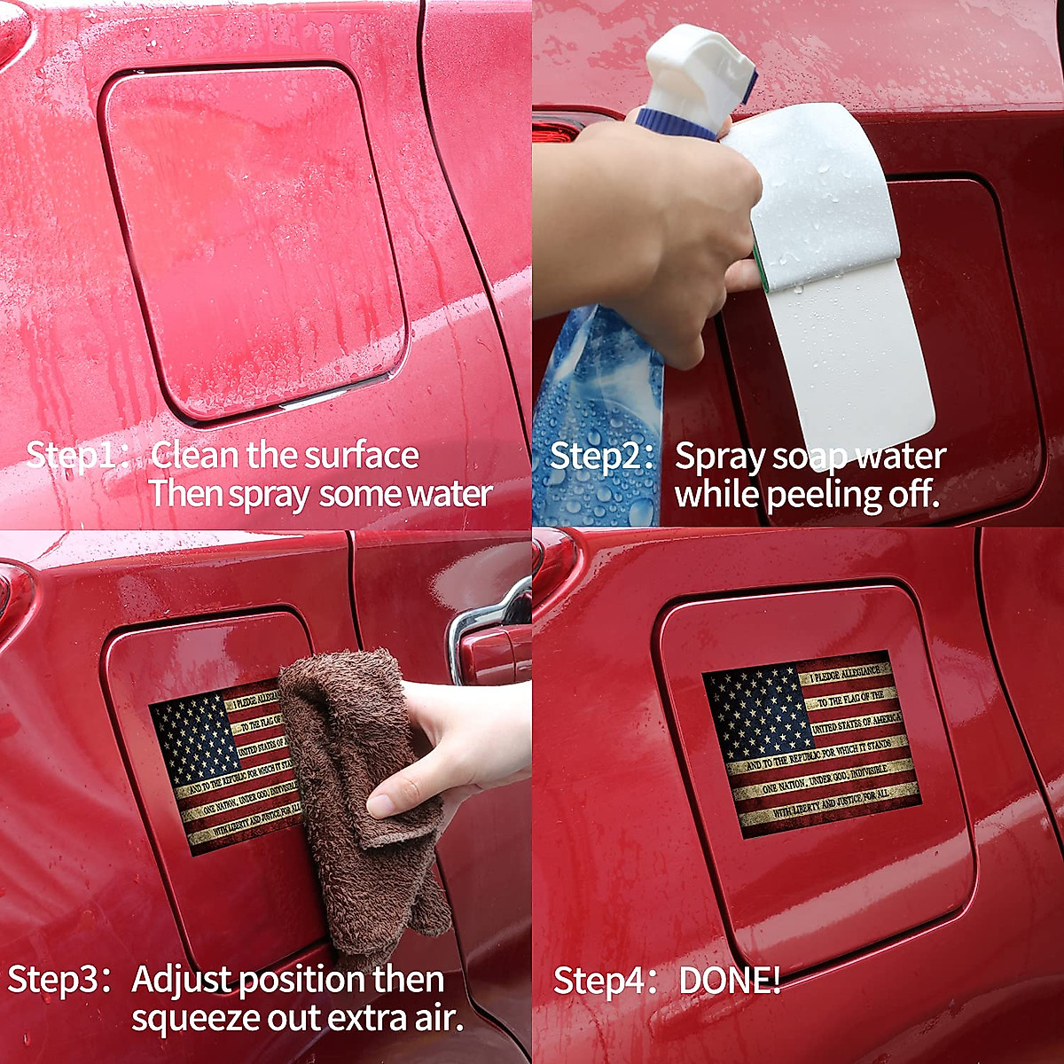 Anley 5 X 3 inch Worn American US Flag Decal - Patriotic Stars Reflective Stripe USA Flag Car Stickers - Support US Military (3 Pack)