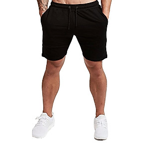 EVERWORTH Men's Casual Training Shorts Gym Workout Fitness Short Bodybuilding Running Jogging Short Pants Black M Tag XL