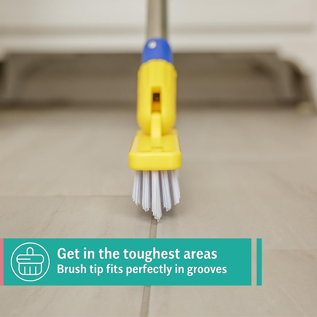 CHOMP! Grout Cleaner and Brightener, Includes Easy Scrubber Grout Cleaner Brush, Refreshes Grout and Removes Stains on Tile Floors and Walls in Showers, Bathrooms, Kitchens (1 Bottle x 32 Fl Oz)