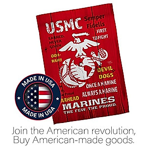 Breeze Decor USMC Garden Flag Set Mailbox Hanger Armed Forces Marine Corps Semper Fi United State American Military Veteran Retire Official House Banner Small Yard Gift Double-Sided, Made in USA