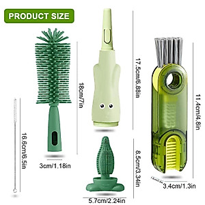 4 PCS Bottle Cleaner Brush, Nipple Cleaner, Straw Cleaner Brush, Multifunctional Cup Crevice Bottle Brush for Baby Bottles, Lid Detail, Washing Breast Pumps, Portable Baby Bottle Brush.