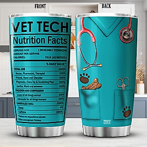 ZOXIX Veterinarian Coffee Tumbler Vet Tech Nutrition Facts Cup With Lid 20oz Stainless Steel Travel Mug Veterinary Technician Gift For Graduation Vet Appreciation Gifts For Girls