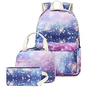 CAMTOP Backpack for Girls Teens School Bookbags Cute Kids Backpacks (Galaxy-Purple Pink)