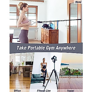 Hikeen Home Workout Equipment to Help Achieve Fitness Goals, 27-in-1 Portable Gym Exercise Equipment with Compact Push-Up Board, Resistance Bands, Ab Roller Wheel, and Pilates Bar, Master Your Workout