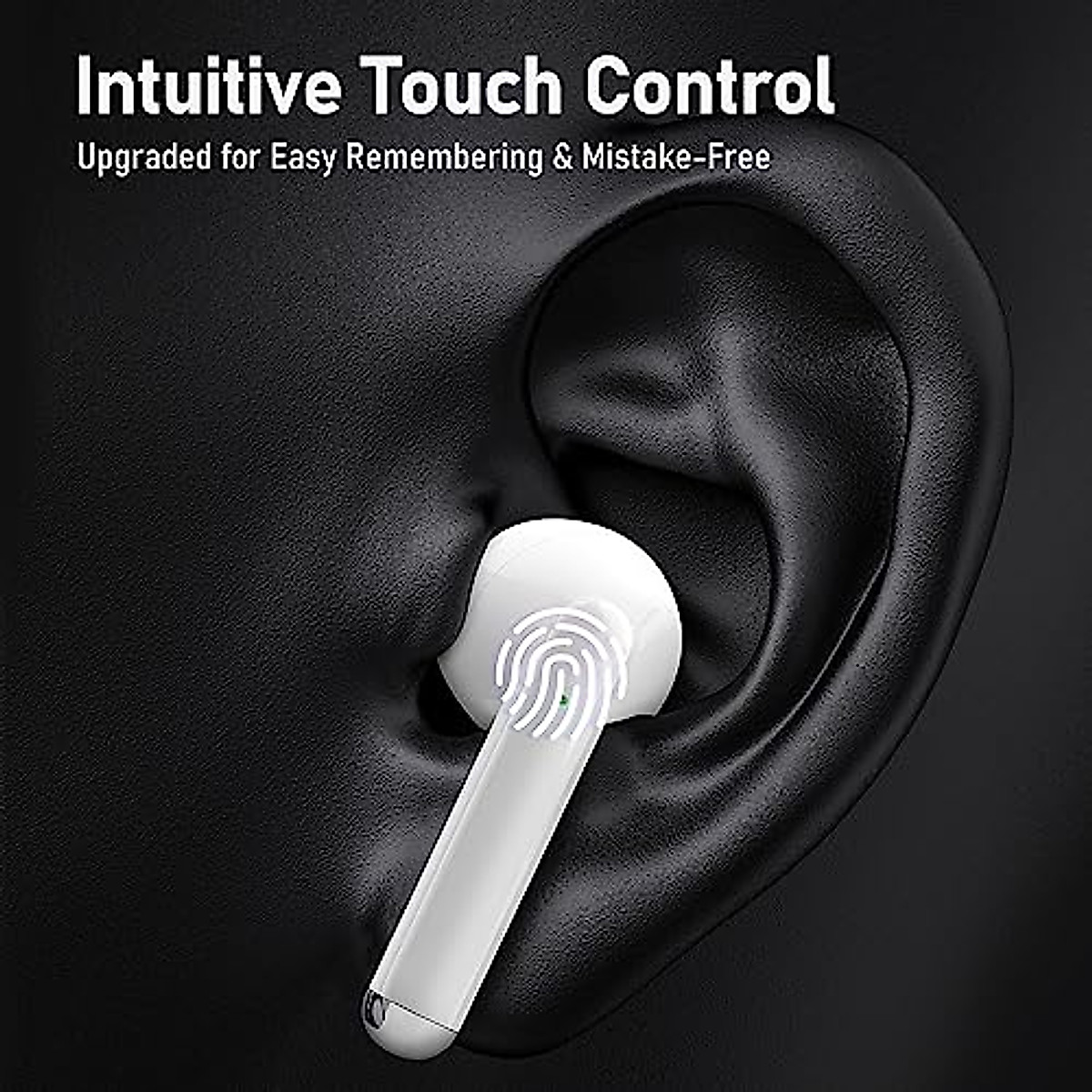 Audiovance NT301 Earbuds, Wireless Headphones Bluetooth Ear Buds for iPhone and Android, Comfort Fit, Premium Sound, Clear Calls, Wireless Charging, Waterproof, 23H Battery Earphones (White)