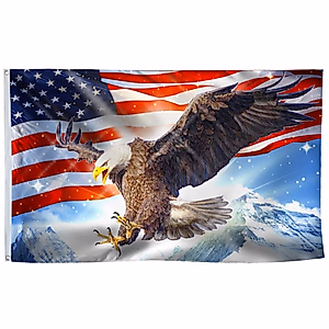 Fyon American Eagle Light Sky 3x5 Ft Flag - UV Fade Resistant Double Printed Polyester Banner for Outdoor or Indoor Use