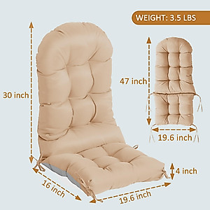 LOENIY Adirondack Chair Cushions Set of 2, Cushions for Adirondack Chairs, Extra Thick Rocking Chair Cushions Outdoor, High Back Patio Chair Cushions with Ties, Waterproof Fade-Resistant (Khaki, 2)