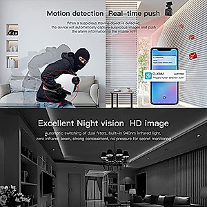Spy Camera Hidden WiFi Mini 4K Wireless Indoor IP Cam Secret Nanny Security Surveillance for Baby Pet with Phone App AI Human Detection Alarm Push Cloud/64GB Night Vision 100 Day Standby Battery Life