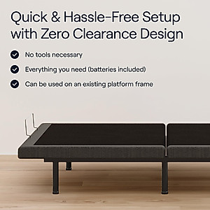 Nectar Premier Adjustable Base - Queen - Head & Foot Incline - Wireless Remote with Memory- 3 Massage Settings - 4 USB Ports - Anti-Snore & Zero Gravity