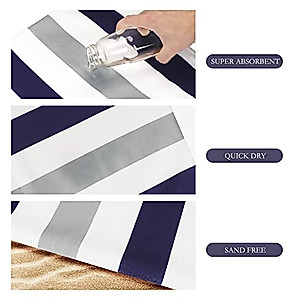 FYY Beach Towel, Microfiber Beach Towel 60" x 30", Super Absorbent, Quick Dry, Sand Free Thick Pool Towel for Swimming, Beach, Travel, Camping, Ideal Gift for Women Men, Mom Dad, Kids, Friend Stripe