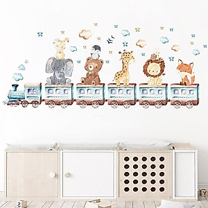 Baby Animals Train Cartoon Wall Stickers Vinyl Decal for Kids Room Decoration Boy Girl Nursery Bedroom Decor (Train)