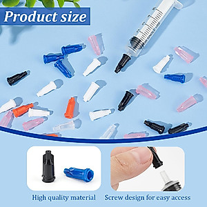 FINGERINSPIRE 480Pcs Plastic Lock Syringe Tip Caps 6 Color 4mm in Inner Diameter Syringe Barrel Tip Caps Dispensing Needle Tip Cap Compatible with Lock Syringes for Slip Lock Tip Leak-Free Dispensing