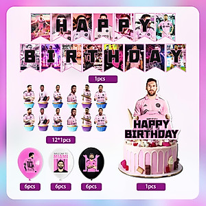 Baeccheo Football Birthday Party Decorations, Birthday Party Supplies Set Include Happy Birthday Banner, Balloons, Cake Topper and Cupcake Toppers for Boys Girls Football Themed Birthday