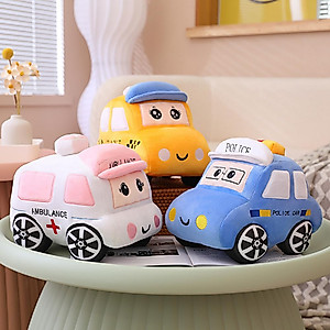 XIYUAN Bus Plush Toy car Plush Simulation School Bus Cute Cartoon Pillow Stuffed Van car Cushion Plush car Gift Cushion Children's Birthday Party Gift (11X7X6Inch) (Police car)