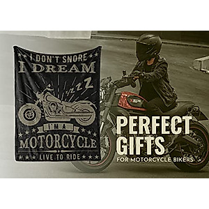 InnoBeta Motorcycle Gifts for Men, Throw Blanket for Motorbike Lover Biker Rider, Father's Day, Christmas, Birthday - I Don't Snore I Dream I'm A Motorcycle