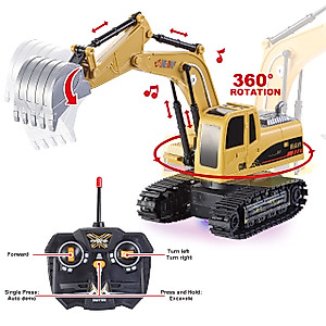 JOYIN 2 PCS Remote Control Construction Vehicle Toy Set, Friction-Powered RC Excavator & RC Dump Truck with Lights and Sounds for Imaginative Play, Birthday Gifts for Toddlers Boys Girls