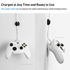 OAPRIRE Universal Controller Stand Holder 2 Pack for XBOX ONE PS4 PS5 SWITCH, Controller Wall Mount Gaming Accessories with Cable Clips&Anti-Slip Pads (White)