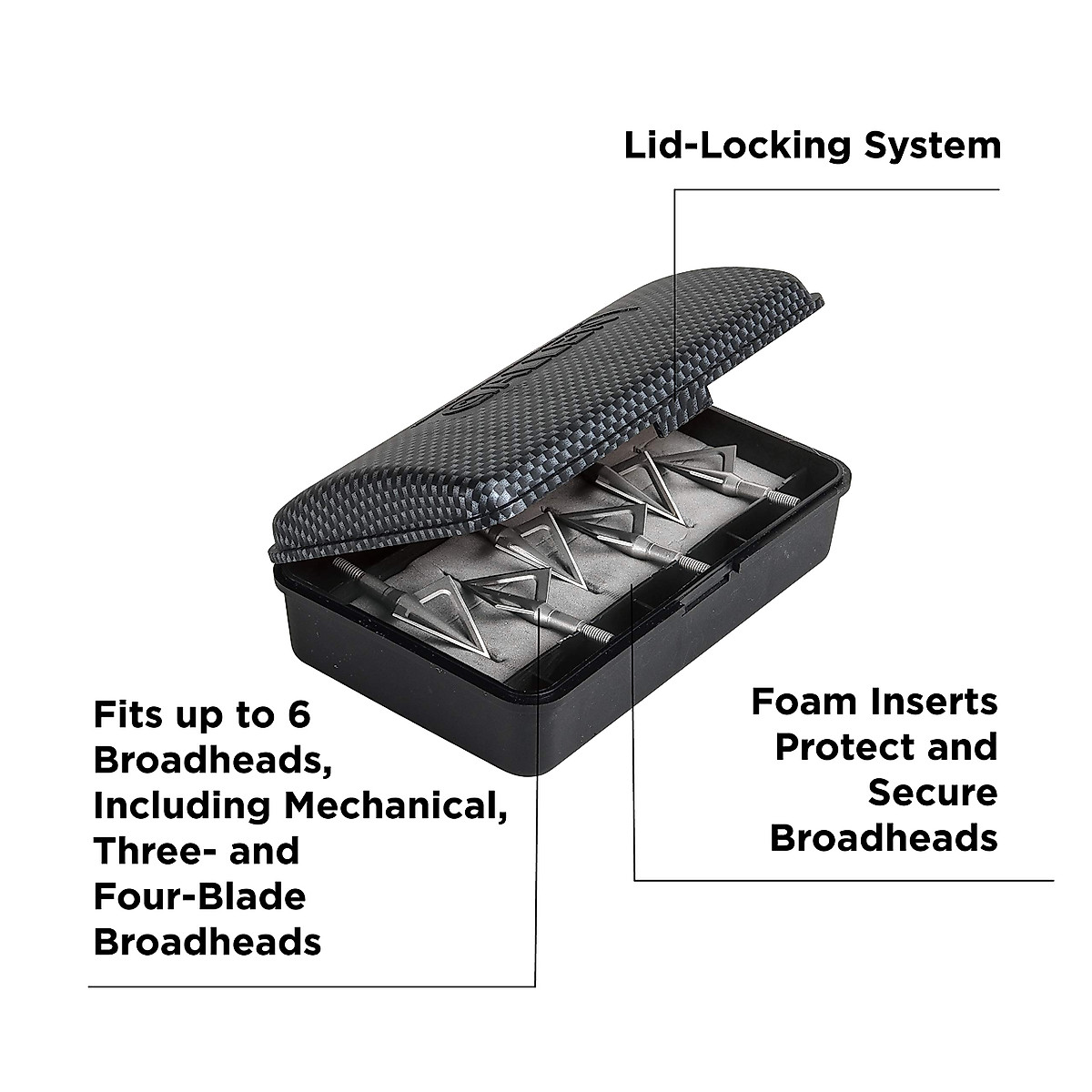 Allen Company Titan™ Broadhead Box & Caddy, Holds 6 Broadheads, Broadheads with Closed Width Up To 1-3/8 inches, Carbon Fiber