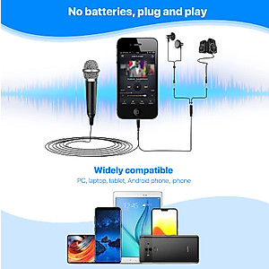 JeMii Mini Microphone,Tiny Microphone,Phone Microphone, Asmr Microphone,Mini Karaoke Microphone,forVoiceRecording Chatting and Singing on iPhone,Android,PC(Black)