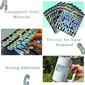 10 Sheets Letter Stickers for Stanley Cups, Vinyl Letter Stickers Alphabet Stickers to Persoanlize Your Cups, Self-Adhesive Glitter Letter Stickers Name Stickers for Water Bottles, Cup Accessories
