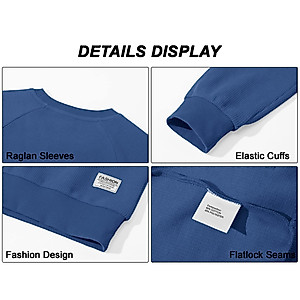 MAGCOMSEN Men's Light Spring Pullover Casual Crewneck Sweatshirts Lightweight Long Sleeve Shirt Blue Grey,L