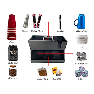 Sundia Coffee Bar Station Organizer Tea Bag Storage Cup Lid Pod Holder Double Tier for Office Kitchen Counter Decor Outdoor Party