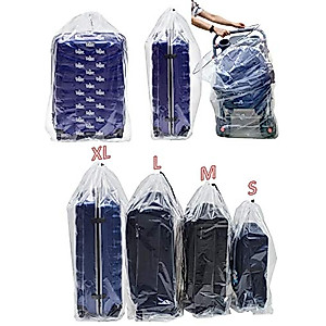 Dust Cover Big Plastic Drawstring Bags Multi-Purpose for Storage and Keeping Luggage, Big Dolls, Blankets, Pillows, Suitcase Good for Household Organizing Reusable Set of 4 bags Size S, M, L, XL